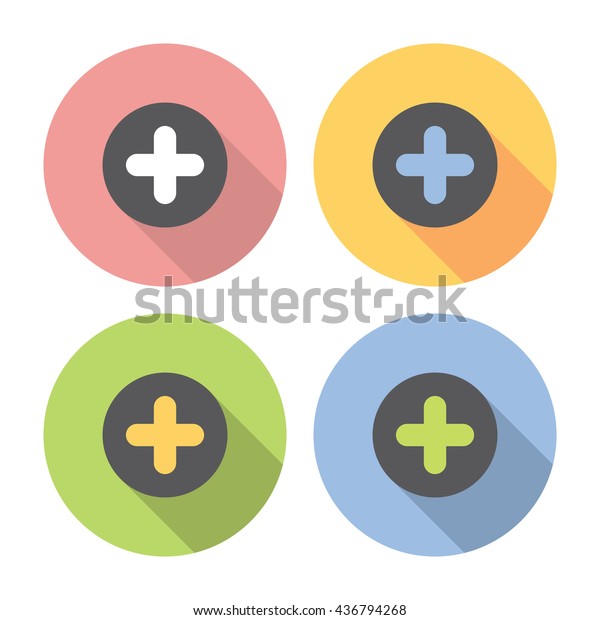 Plus Mathematical Symbol Flat Style Design Stock Vector (Royalty Free ...