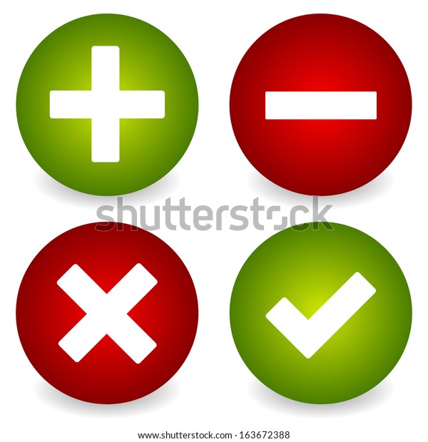 Plus Minus Tick Cross Signs Shaded Stock Vector (Royalty Free ...