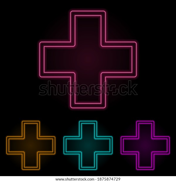 Plus Sign Color Neon Set Simple Stock Vector (Royalty Free) 1875874729 ...