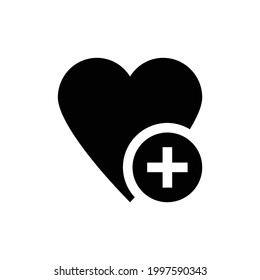 Plus Sign On Heart Vector Icon Stock Vector (Royalty Free) 1997590343 ...