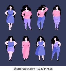 Plus Size Fashion Vector Set Cartoon Stock Vector (Royalty Free) 1183447528