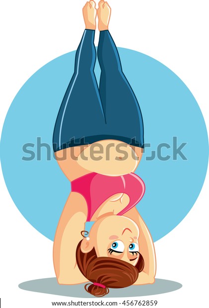Plus Size Girl Doing Headstand Vector庫存向量圖 (免版稅) 456762859