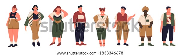 Plus Size People Vector Illustration Set Stock Vector (Royalty Free ...