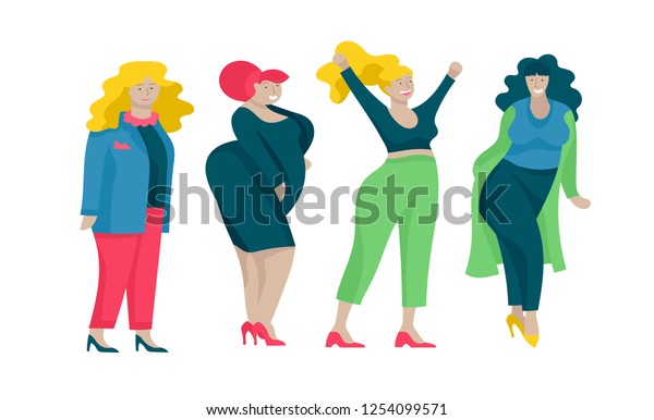 Plus Size Women Dressed Stylish Clothing Stock Vector (Royalty Free ...