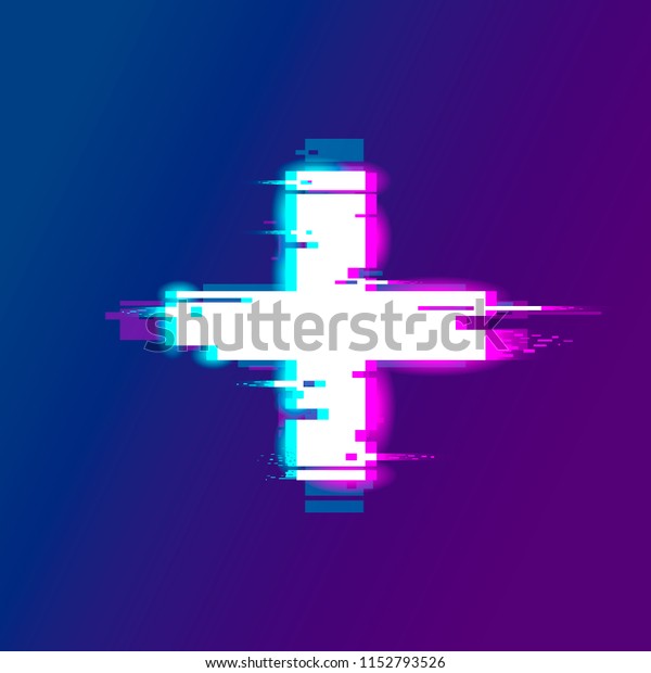 Plussymbol Glitch Effect Branding Distorted Glitch Stock Vector ...