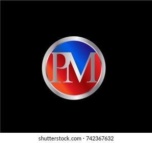 Pm Letter Logo Design Circle Blue Stock Vector (Royalty Free) 742367632 ...