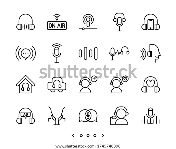 Podcast Audio Line Icon Set Vector Stock Vector (Royalty Free ...