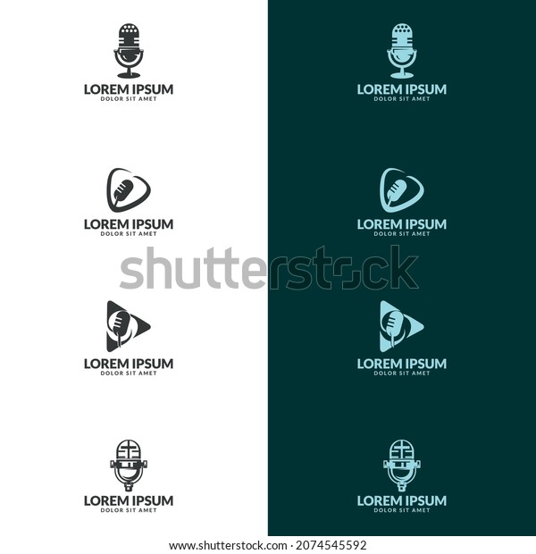 Diseño del logotipo de podcast. plantilla: vector de stock (libre de ...