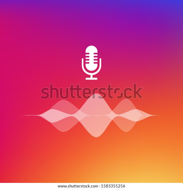 Podcast white colored on gradient background. Vector illustration.
