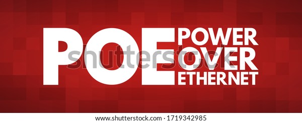 PoE - Power Over Ethernet acronym, technology concept background