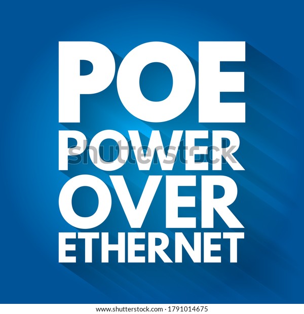 PoE - Power Over Ethernet acronym, technology concept background