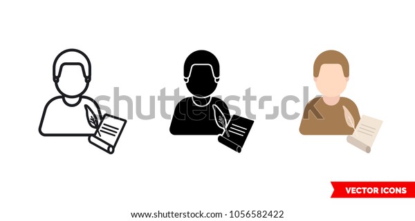 Poet Writer Icon 3 Types Color Stock Vector (Royalty Free) 1056582422 ...