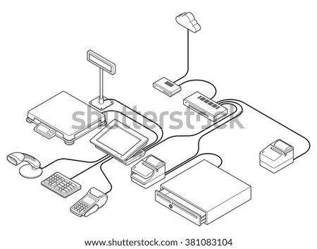 Point Sale POS Equipment Setup Diagram Stock Vector (Royalty Free ...