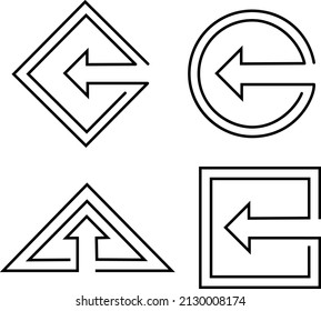 Pointing Arrows Middle Geometric Shapes Continuous Stock Vector ...