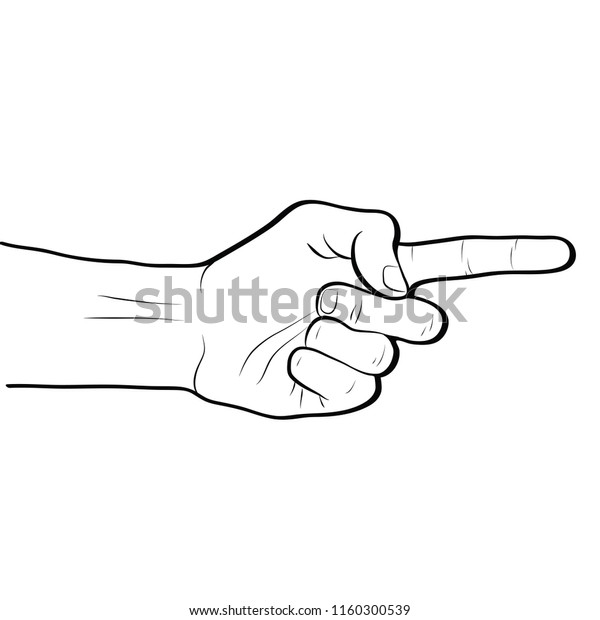 Pointing Direction Hand Gesture Line Art Stock Vector (Royalty Free ...