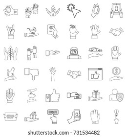 Pointing Icons Set Outline Style 36 Stock Vector (Royalty Free) 731534482