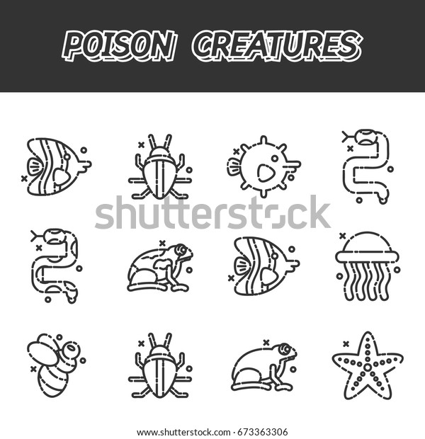 Poisonous Creatures Cartoon Concept Icons Stock Vector (Royalty Free ...