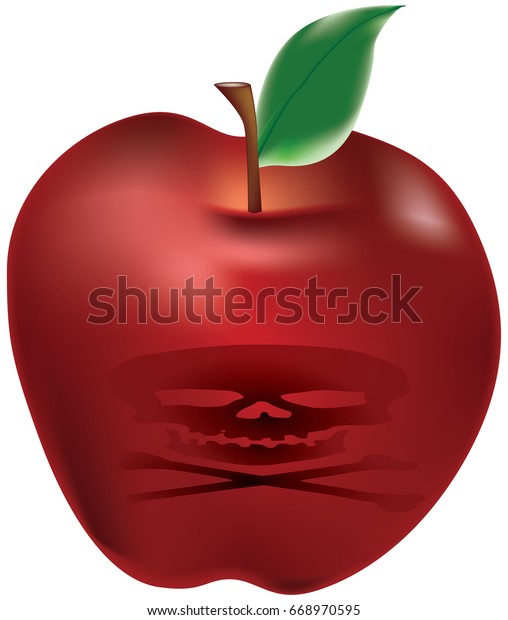 Poisonous Red Apple Symbol Skull Crossed Stock Vector (Royalty Free ...