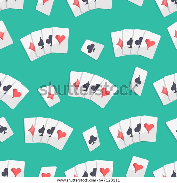Poker Cards Deck Scattered Seamless Pattern Stock Vector (Royalty Free ...