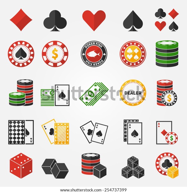 Poker Gambling Icons Set Vector Casino Stok Vektör (Telifsiz) 254737399 ...