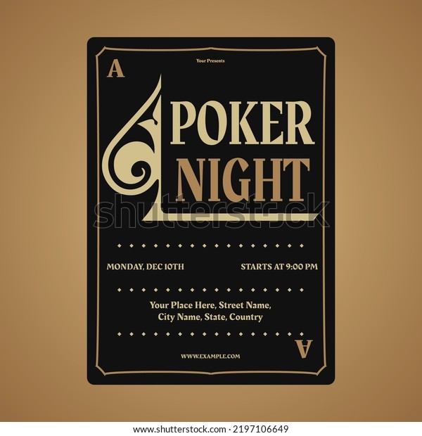 Poker Night Flyer Design Illustrator Stock Vector (Royalty Free ...