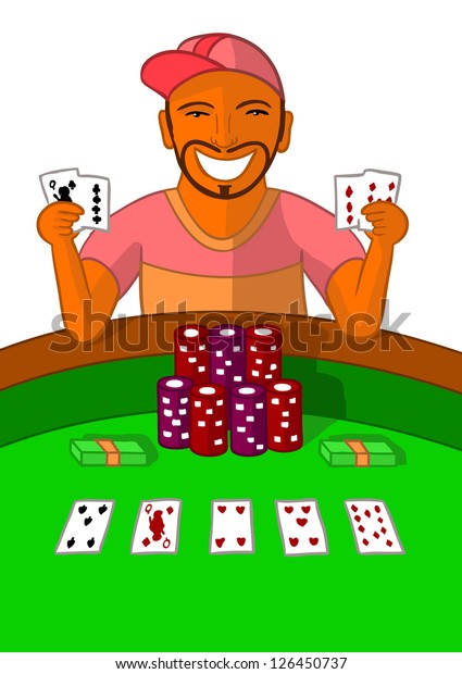 Poker Player Cartoon Illustrationvector Isolated On Stock Vector ...