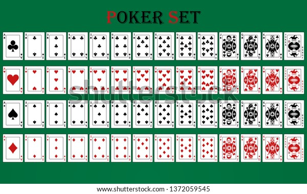 Poker Set Isolated Cards On Green Stock Vector (Royalty Free) 1372059545
