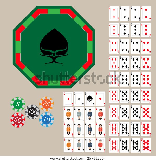 Poker Table Tokens Set Playing Cards Stock Vector (Royalty Free ...