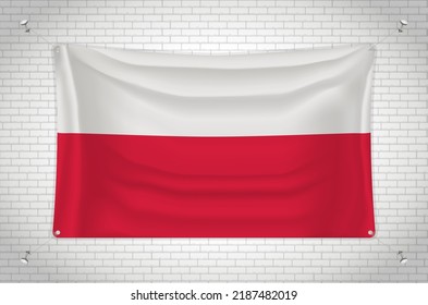 Poland Flag Hanging On Brick Wall Stock Vector (Royalty Free ...