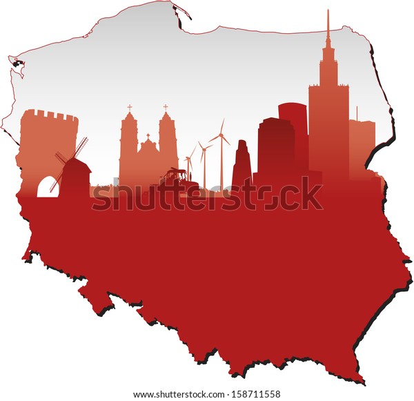Poland Map Flag Colors Symbols Business Stock Vector (Royalty Free ...