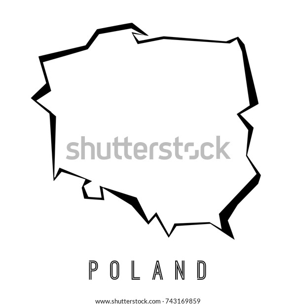 Poland Map Outline Country Shape Sharp Stock Vector (Royalty Free ...