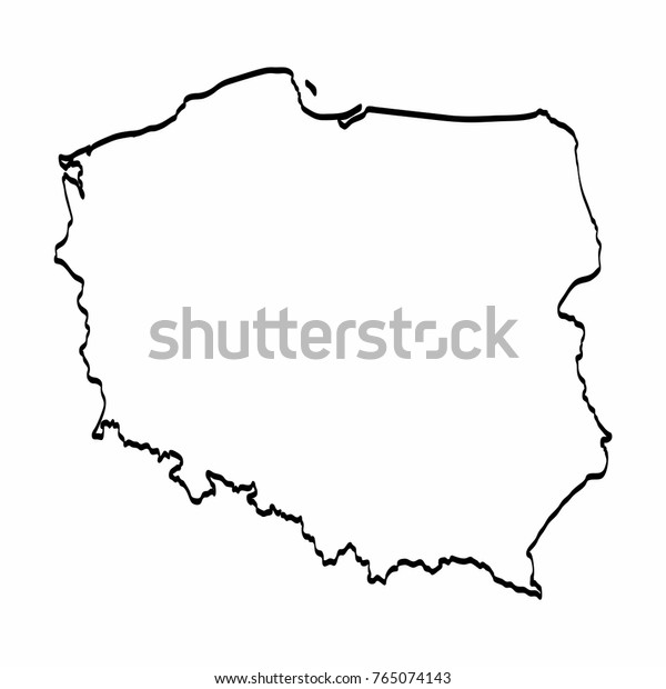 Poland Map Outline Graphic Freehand Drawing Stock Vector (Royalty Free ...