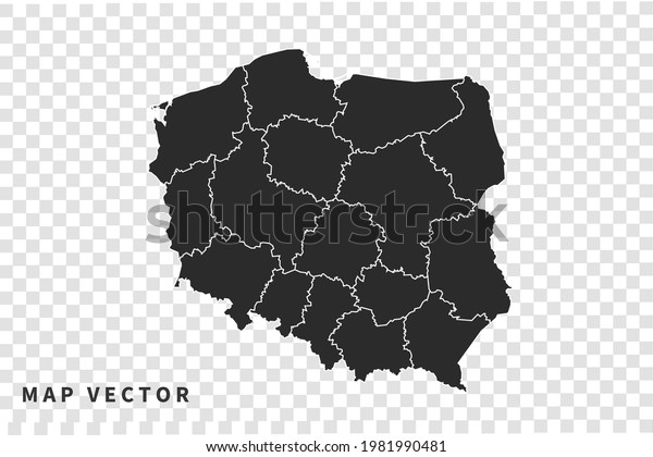 Poland Map Vector Isolated On Transparent Stock Vector (Royalty Free ...