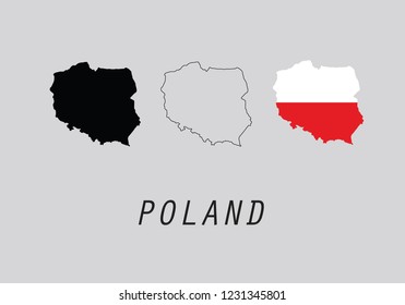 Poland Outline Map Country Shape Stock Vector (Royalty Free) 1231345801 ...