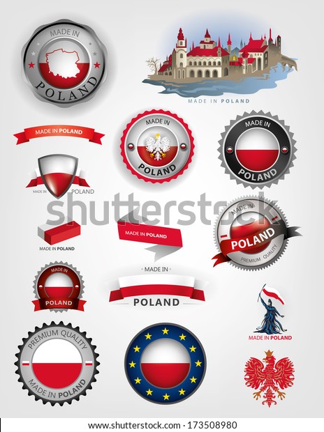 Poland Seals Made Poland Polish Flag Wektorowa ilustracja stockowa (bez ...
