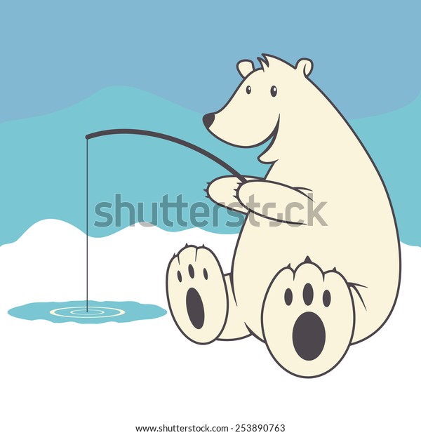 Polar Bear Ice Fishing Vector Illustration Stock Vector (Royalty Free ...