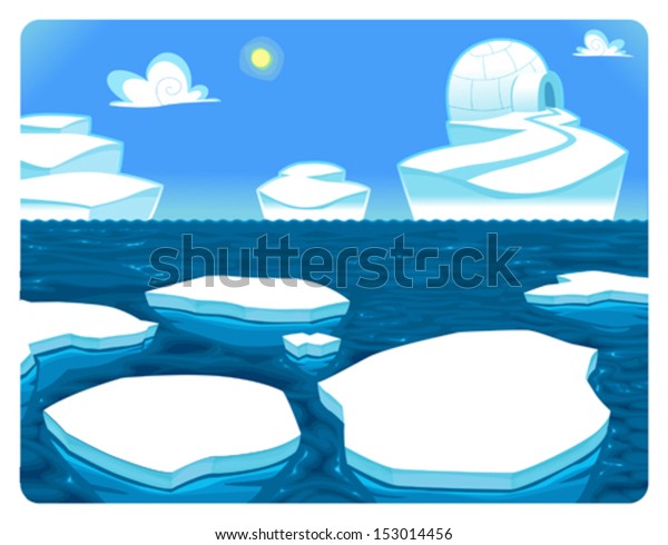Polar Scene Vector Cartoon Illustration 스톡 벡터(로열티 프리) 153014456