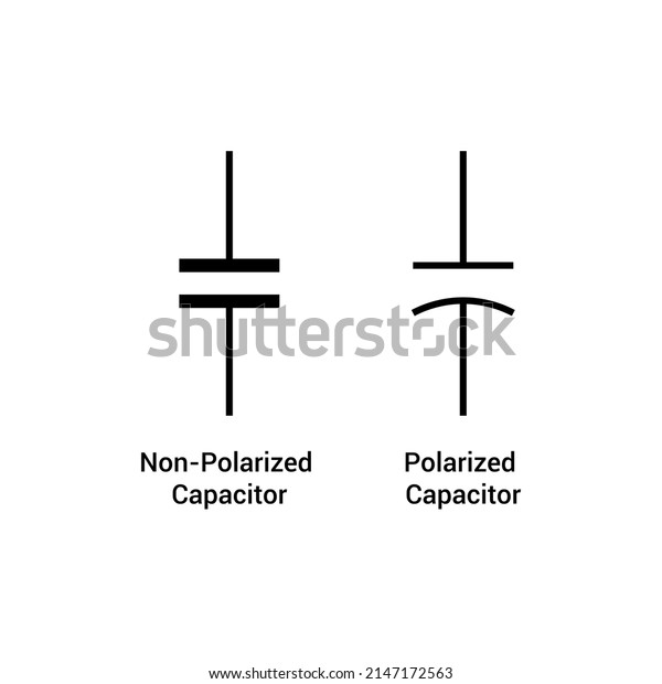 símbolo condensador polarizado y no polarizado: vector de stock (libre ...