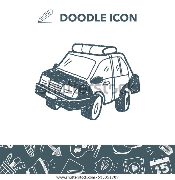 Police Car Doodle Stock Vector (Royalty Free) 635351789 | Shutterstock
