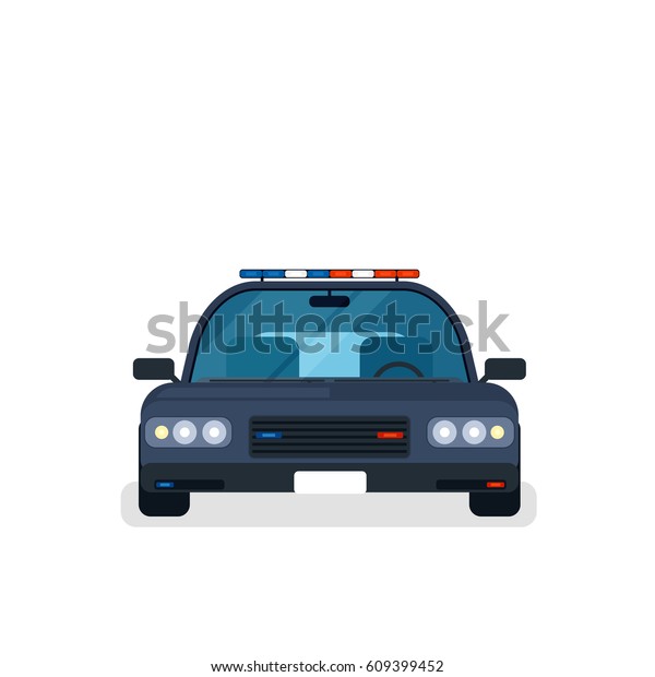 Police Car Front View Isolated On: เวกเตอร์สต็อก (ปลอดค่าลิขสิทธิ์ ...
