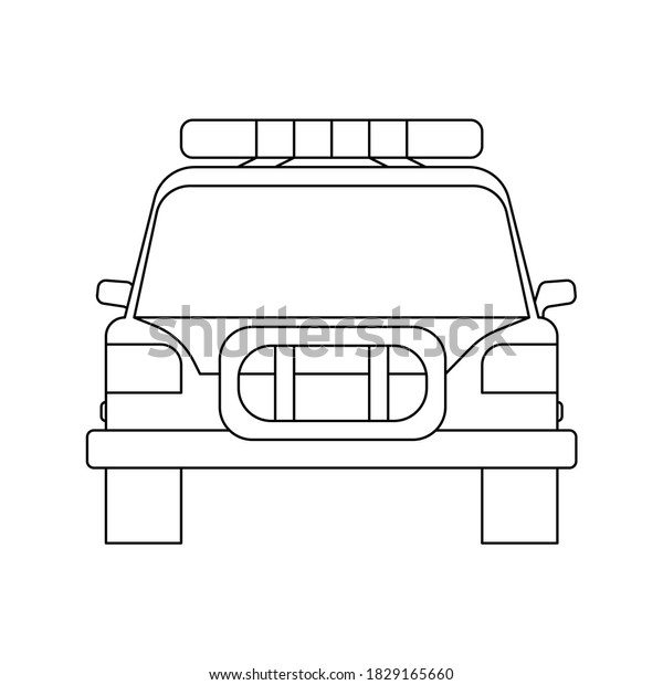Police Car Front View Outline Isolated Stock Vector (Royalty Free ...