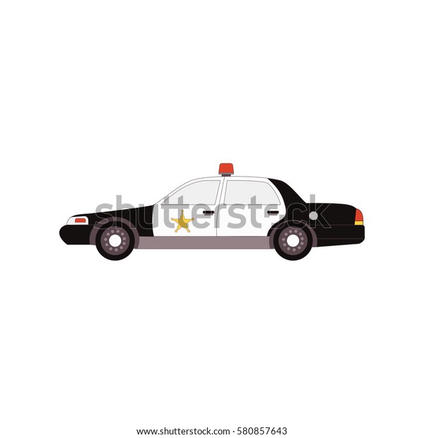 Police Car Icon Side View Flat Stock Vector (Royalty Free) 580857643 ...