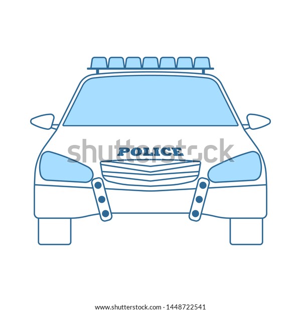 Police Car Icon Thin Line Blue Stock Vector (Royalty Free) 1448722541 ...