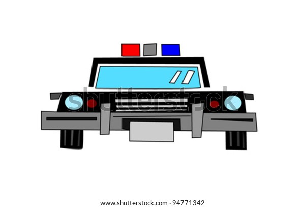 Police Car Illustration Vector Front View: เวกเตอร์สต็อก (ปลอดค่า ...