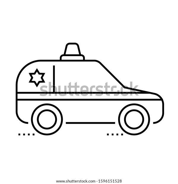 Police Car Isolated Outline Vector Icon Stock Vector (Royalty Free ...