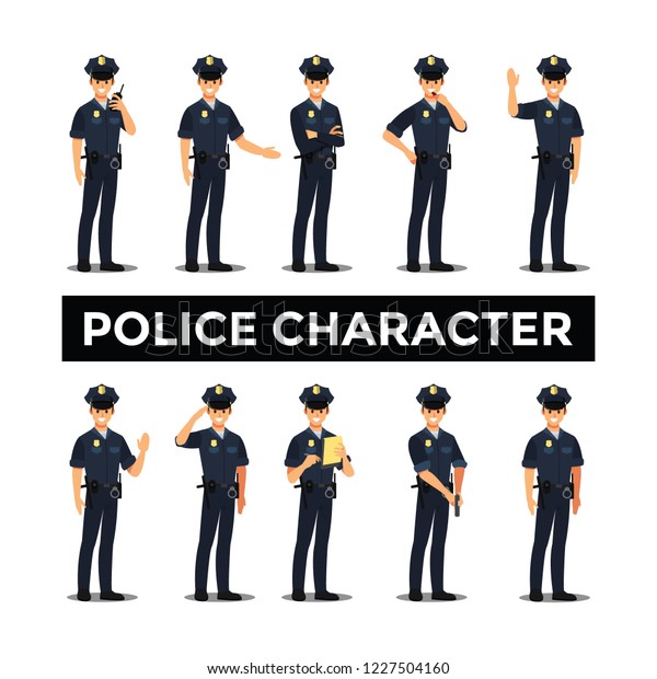 Police Character Set Vector Illustration Cartoon Stock Vector (Royalty ...