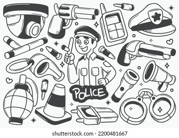 Police Doodle Hand Drawn Vector Collection Stock Vector (Royalty Free ...