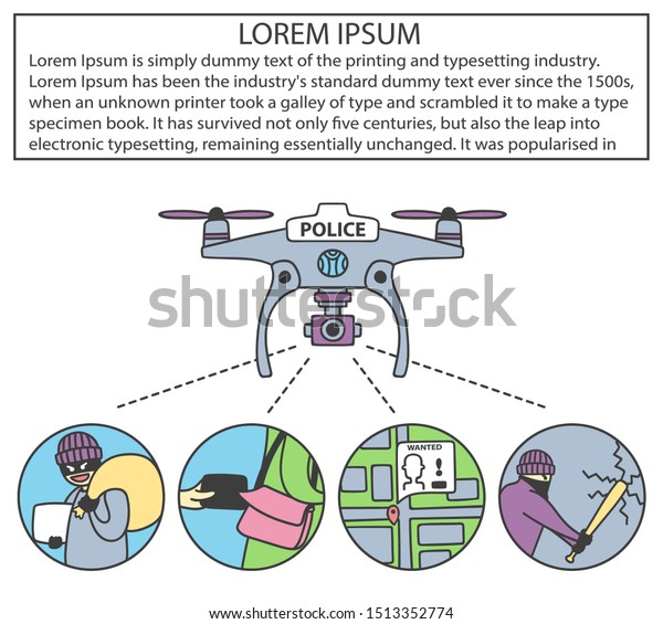 Police Drone Usage Infographic Hand Drawn Stock Vector (Royalty Free ...