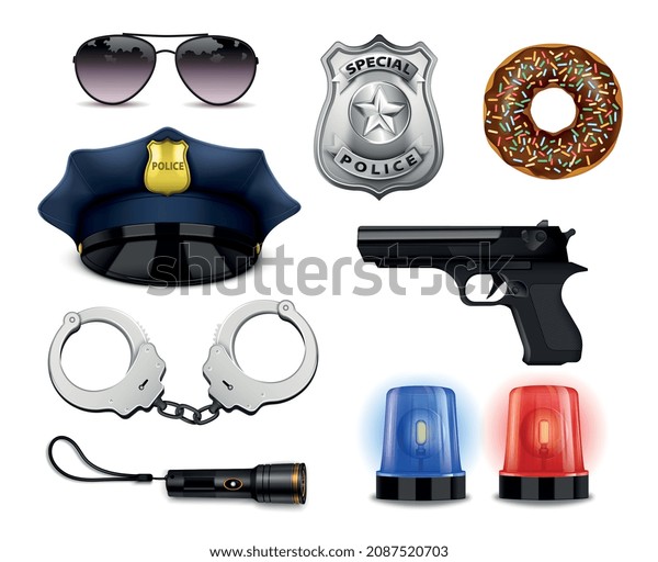 Police Equipment Big Set Realistic Icons Stock Vector (Royalty Free ...