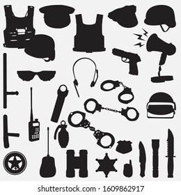 Police Equipment Vector Design Set Stock Vector (Royalty Free) 1609862917